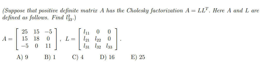 Solved Suppose That Positive Definite Matrix A Has The 4791