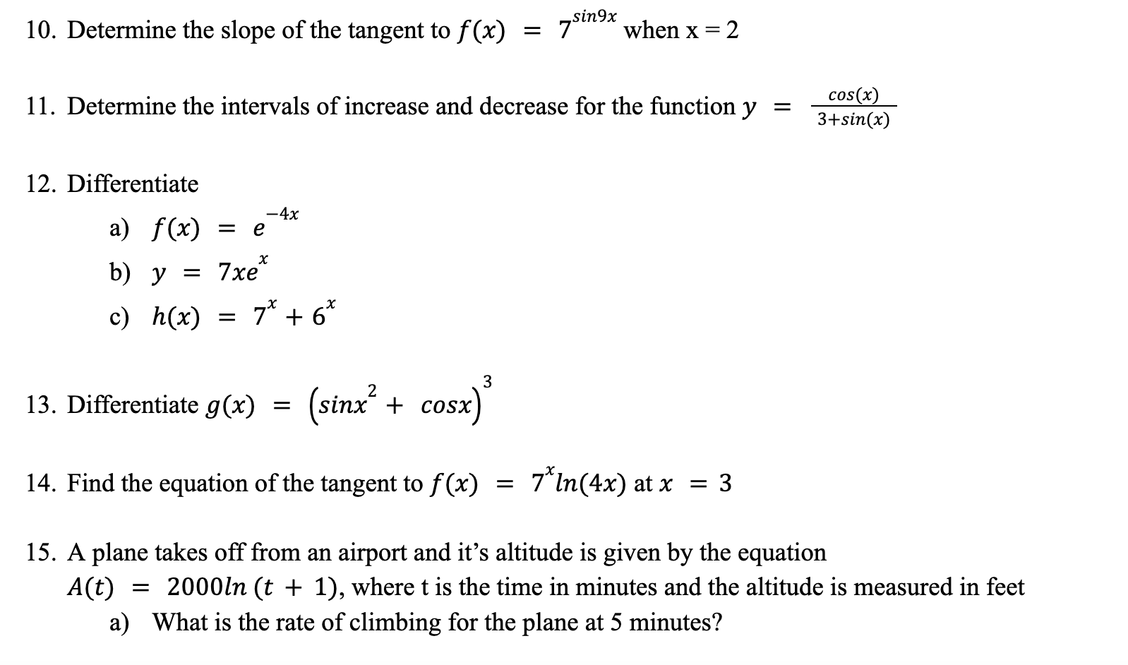 Solved 3. Find the tangent line equations for the following: | Chegg.com