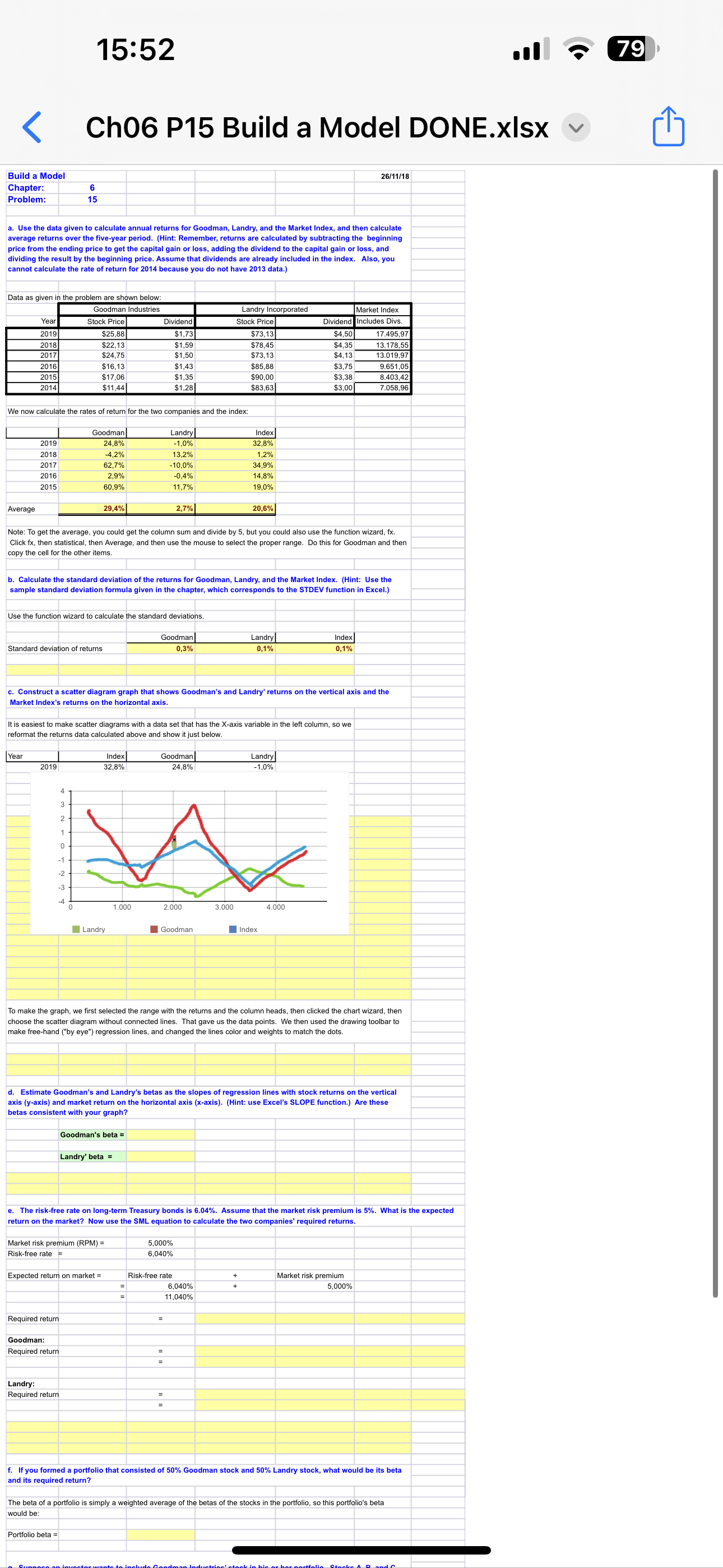 Ch03 P15 Build a Model DONE.xIsxCh06 P15 Build a | Chegg.com