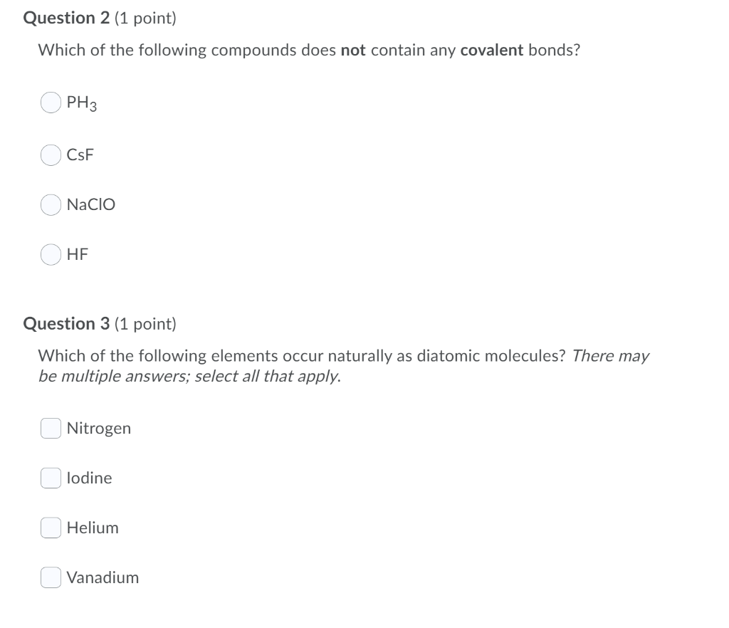 Solved Question 2 (1 point) Which of the following compounds | Chegg.com