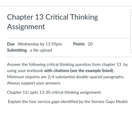 Solved Chapter 13 Critical Thinking Assignment Points 20 Due | Chegg.com