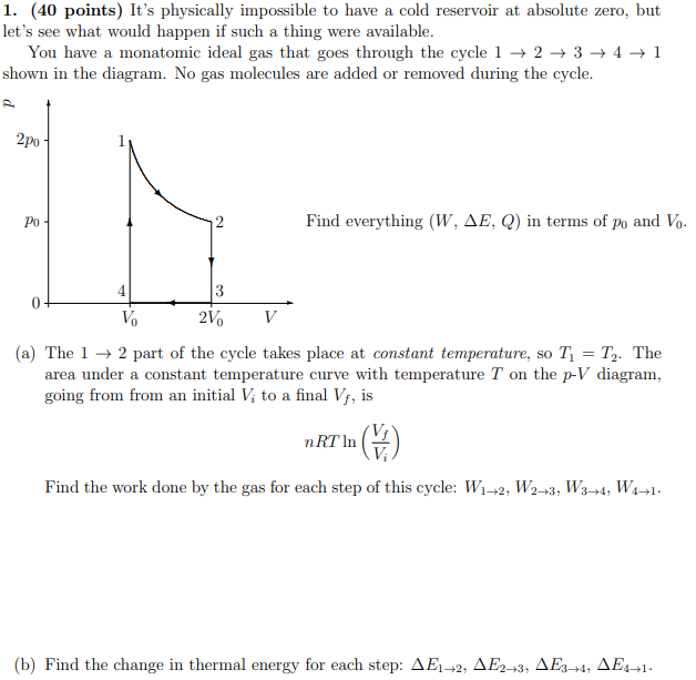 Solved 1. (40 points) It's physically impossible to have a | Chegg.com