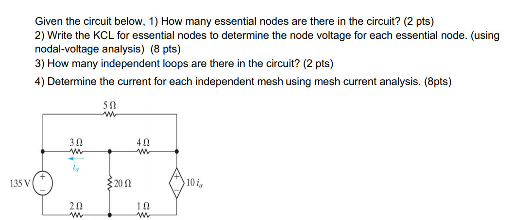 Solved Given the circuit below, 1) How many essential nodes | Chegg.com