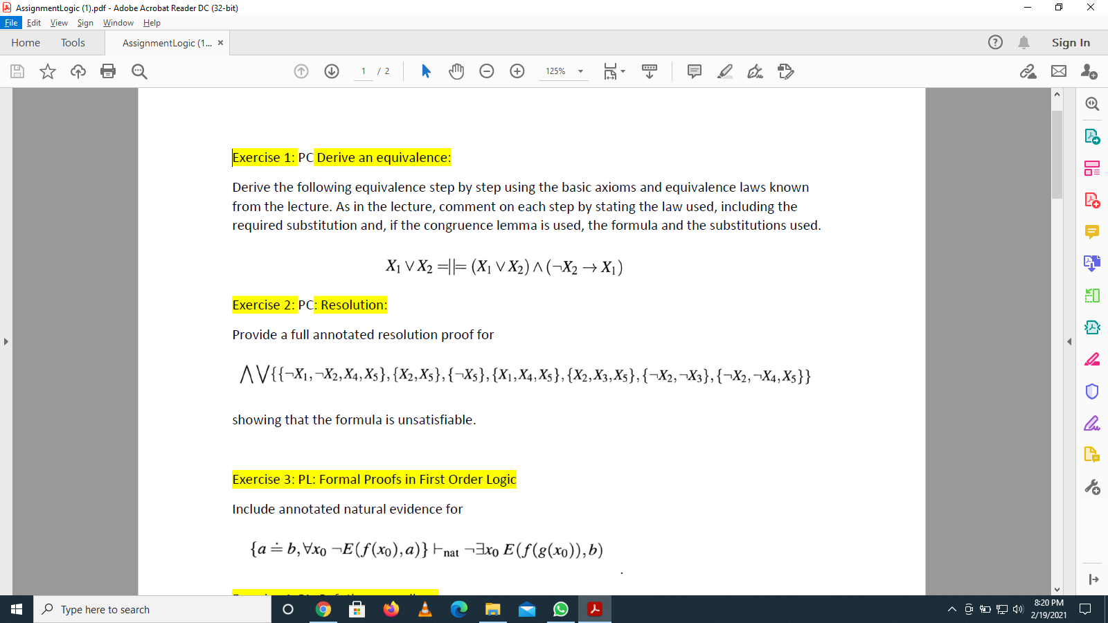 х AssignmentLogic (1).pdf - Adobe Acrobat Reader DC | Chegg.com