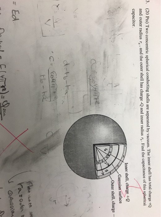 Solved 3. (20 Pts) Two concentric spherical conducting | Chegg.com