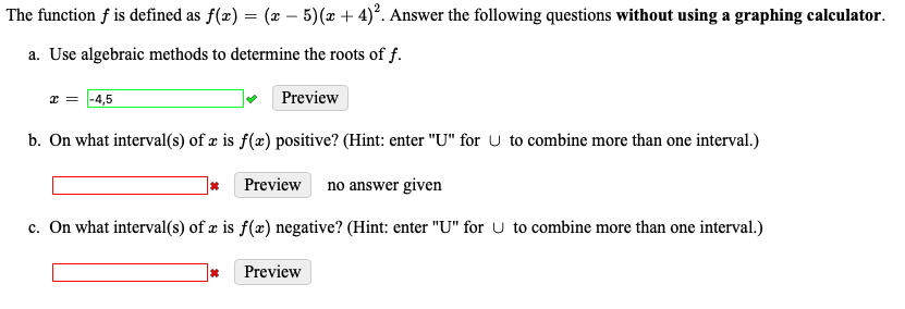 Solved The function f is defined as f(z) = (z-5)(x + 4). | Chegg.com