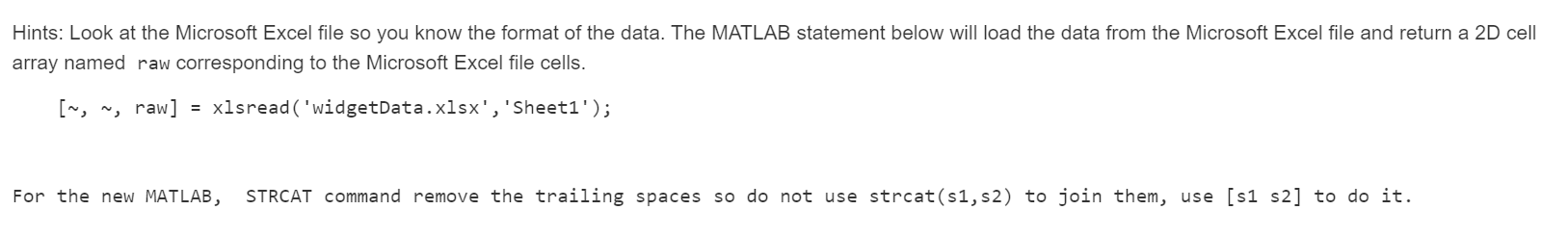 Solved The MATLAB file widgetData. x ls x containswidget | Chegg.com