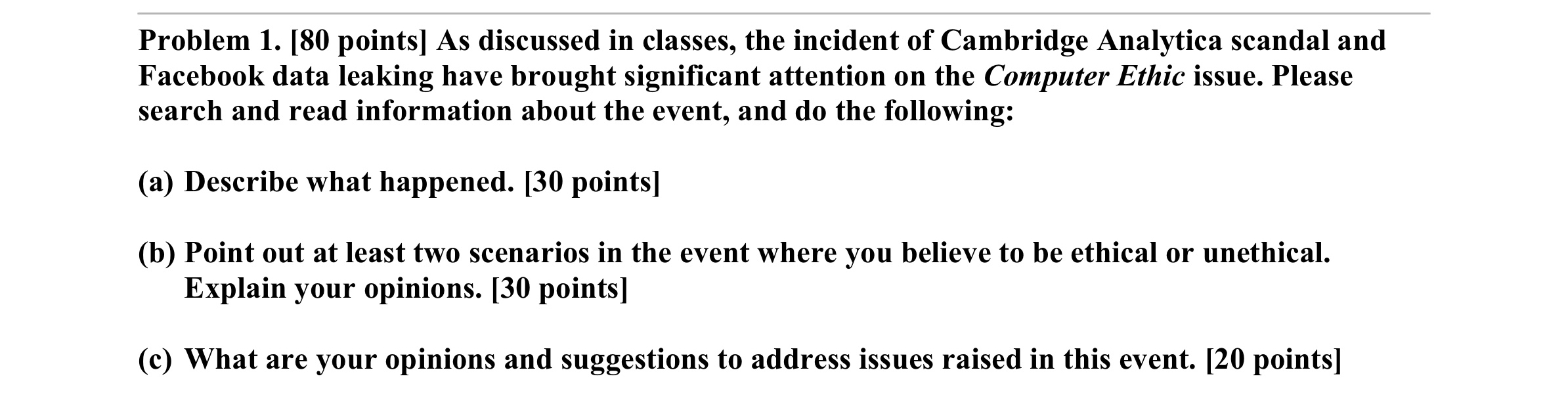 Solved Problem 1. [80 points] As discussed in classes, the | Chegg.com
