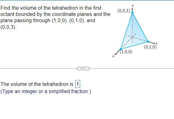 Solved Find the volume of the tetrahedron in the first | Chegg.com
