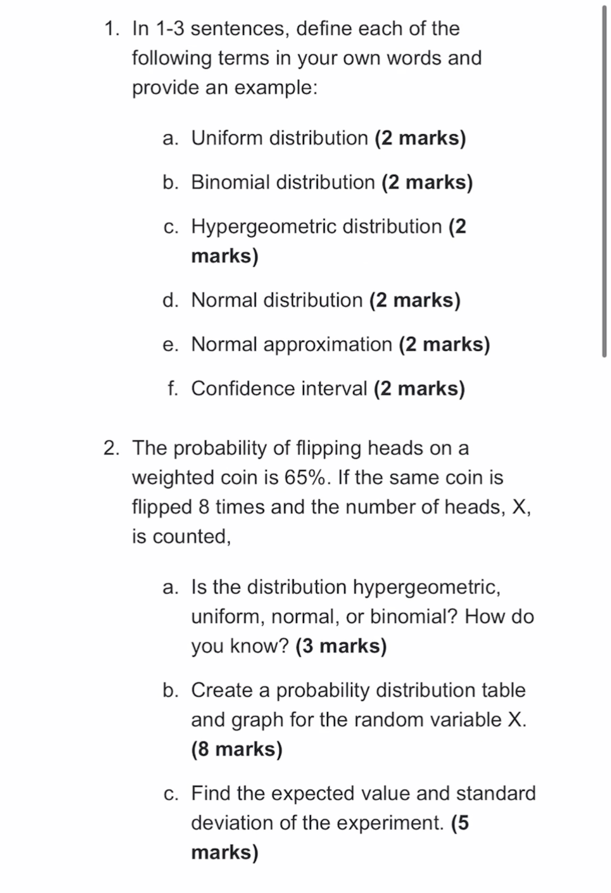 Solved 1. In 1-3 sentences, define each of the following | Chegg.com