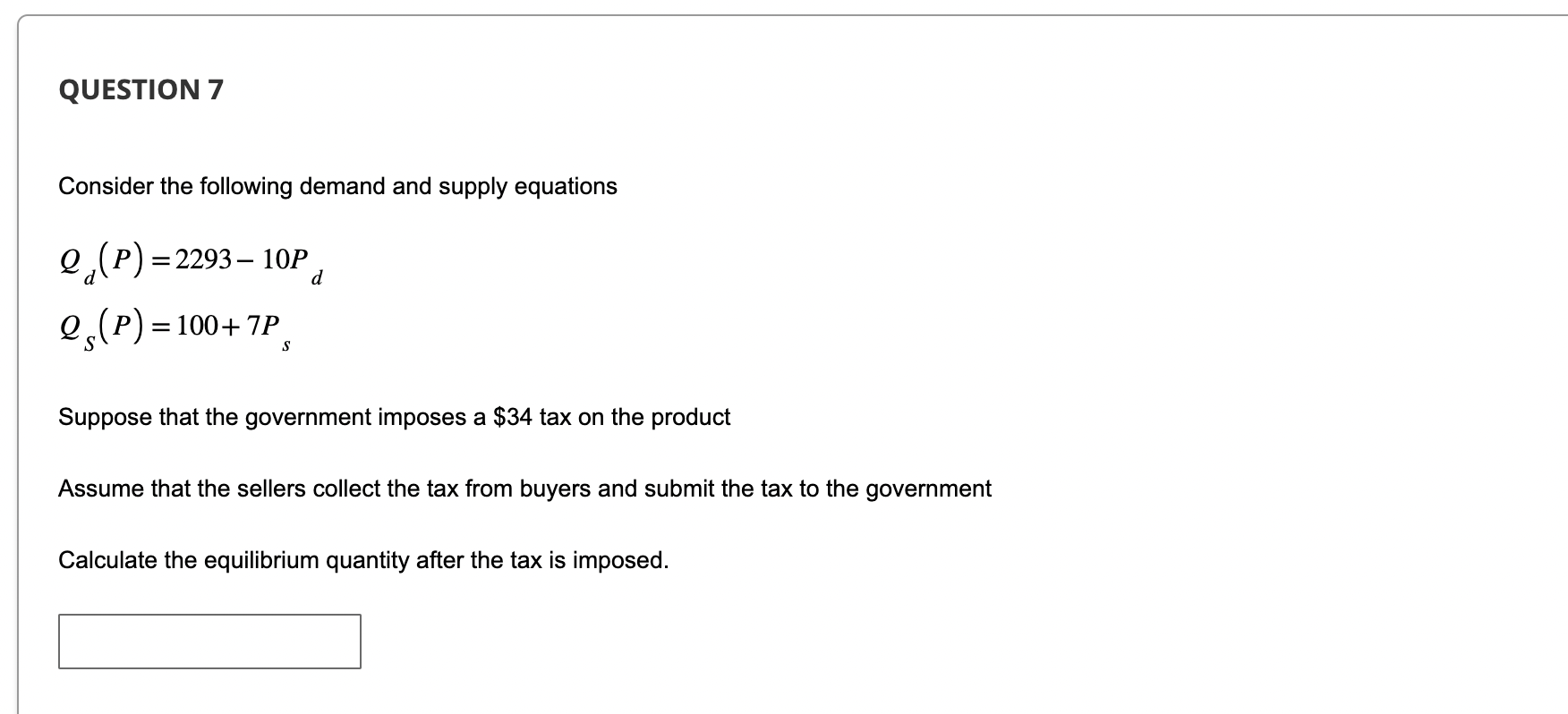 Solved Consider the following demand and supply equations | Chegg.com