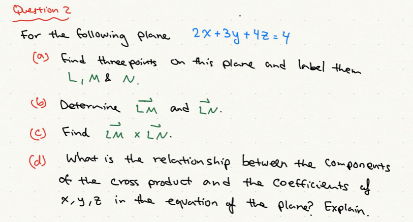 Solved Question 2For the following plane 2x+3y+4z=4(a) ﻿Find | Chegg.com