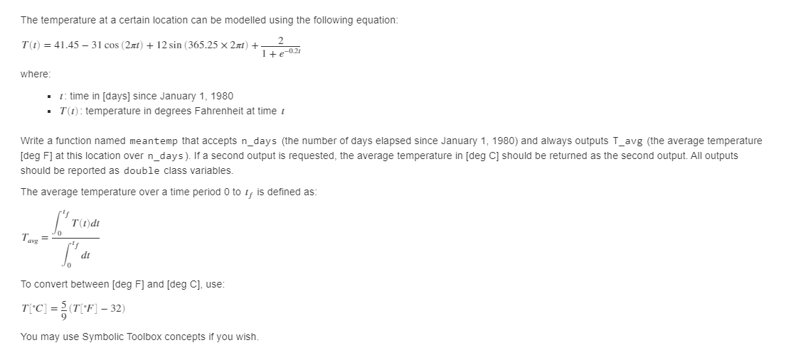 Solved The temperature at a certain location can be modelled | Chegg.com