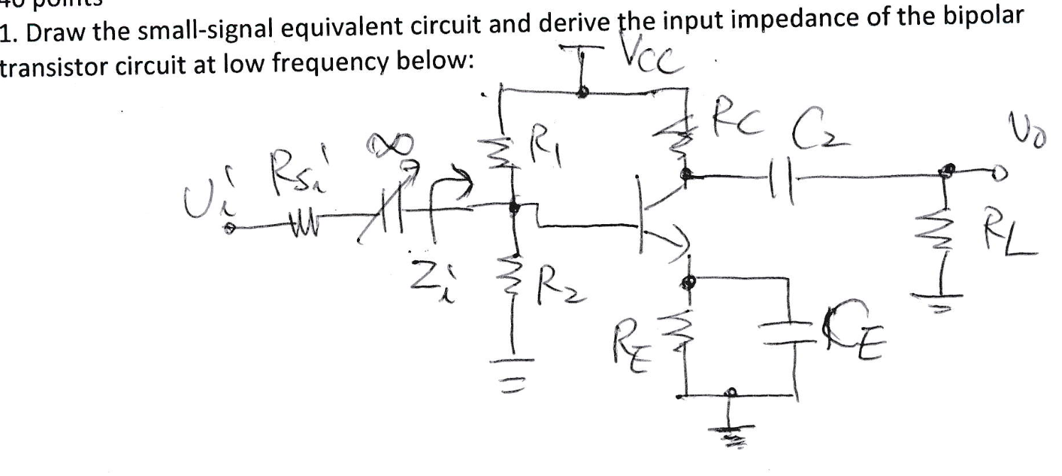 Solved 1. Draw the small-signal equivalent circuit and | Chegg.com