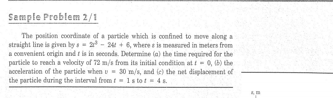 Solved Sample Problem 2/1 The position coordinate of a | Chegg.com