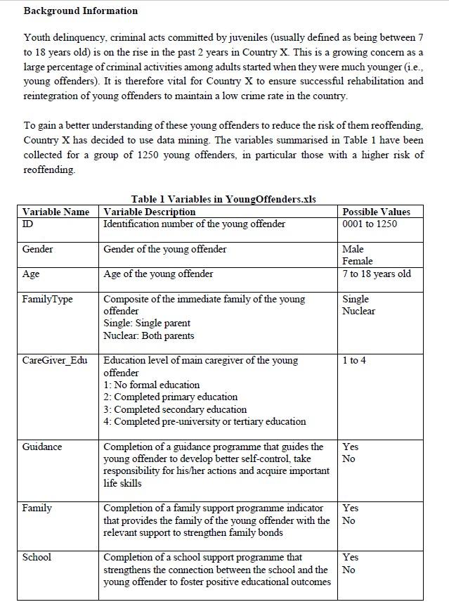 Background Information Youth delinquency, criminal | Chegg.com