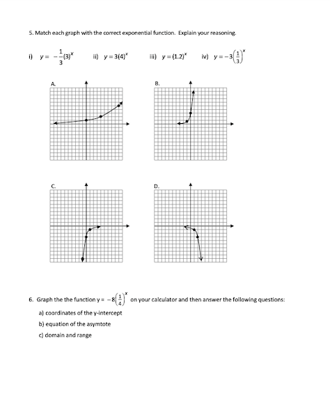 Solved S. Match each graph with the correct exponential | Chegg.com