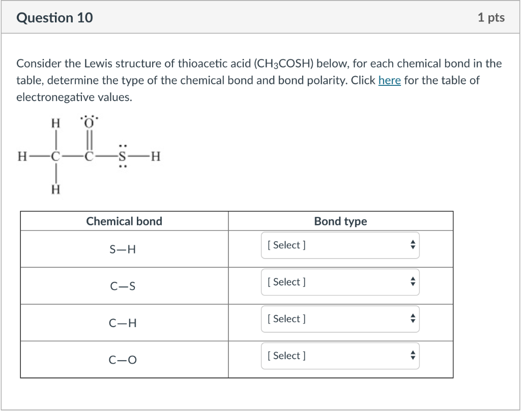 Solved Question 10 1 pts Consider the Lewis structure of | Chegg.com