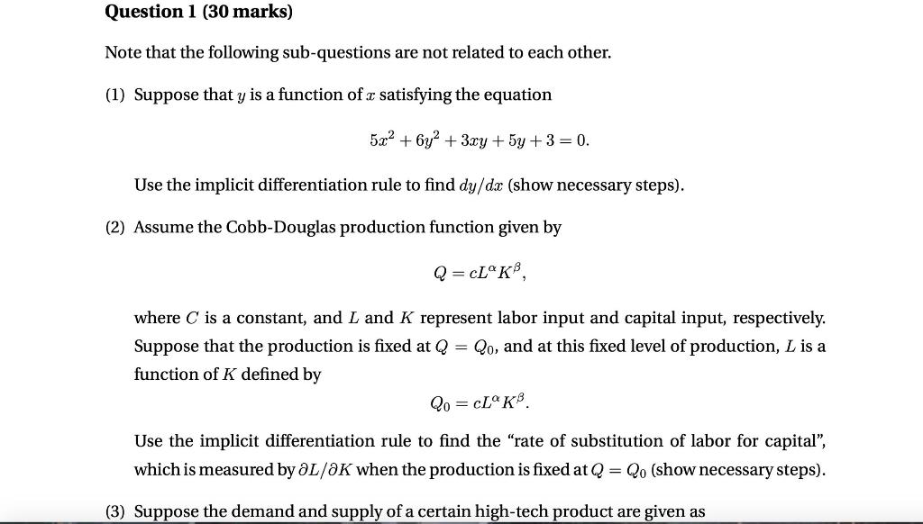Solved Note that the following sub-questions are not related | Chegg.com