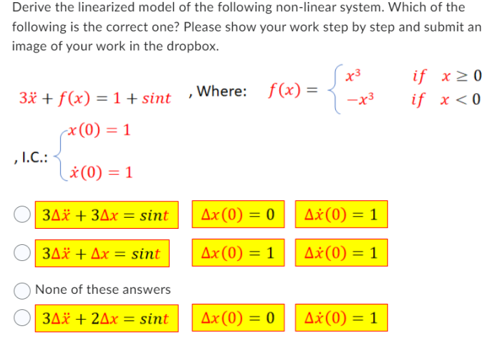 Solved Derive the linearized model of the following | Chegg.com