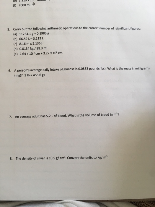 Solved carry out the following arithmetic operations to the | Chegg.com