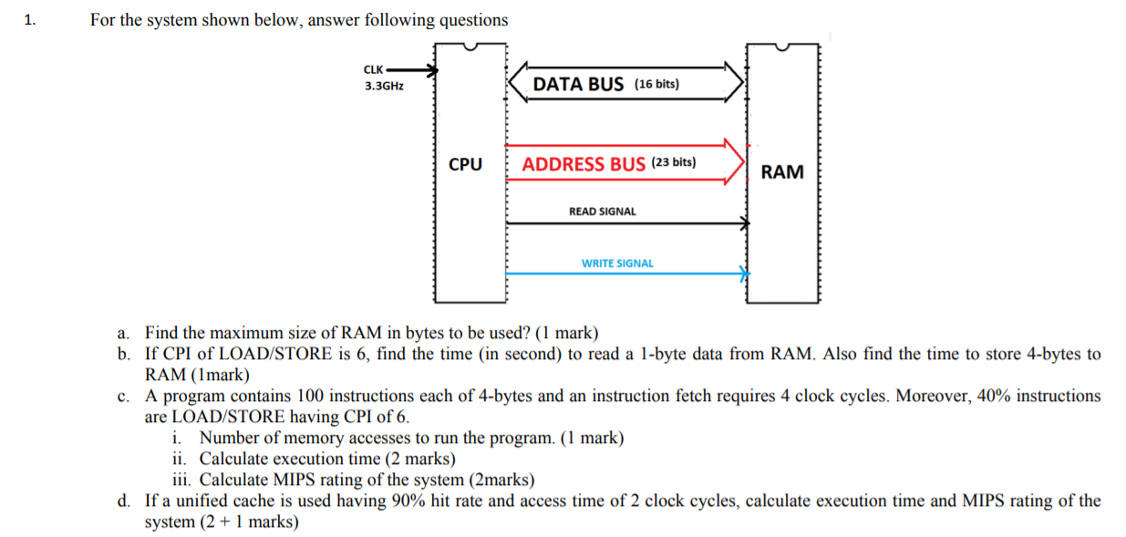 Solved 1. For the system shown below, answer following | Chegg.com