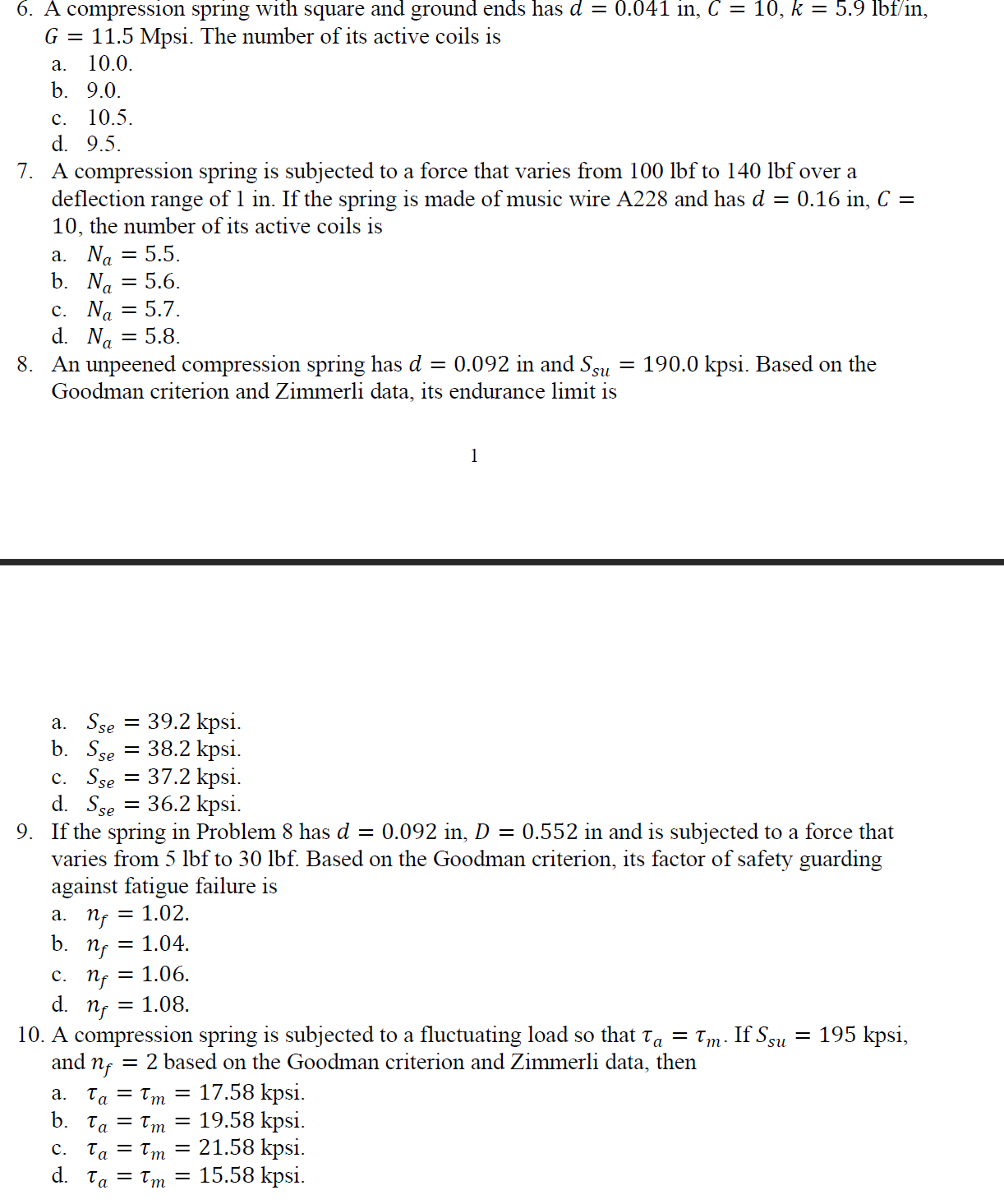 Solved 6. A compression spring with square and ground ends | Chegg.com