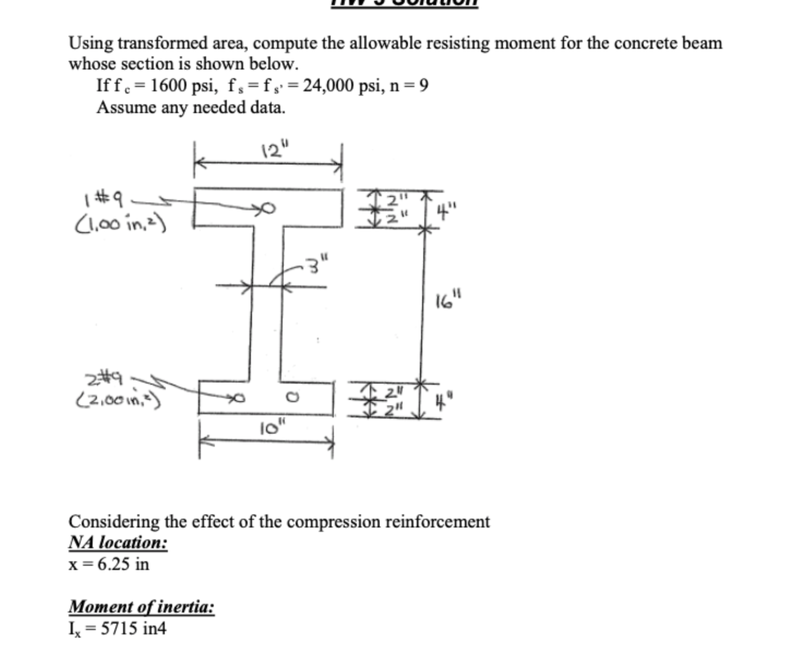 Solved Using transformed area, compute the allowable | Chegg.com