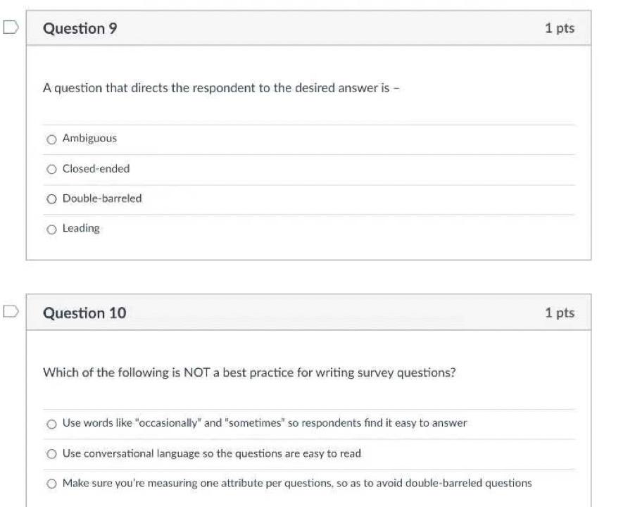 Solved Question 9 1 pts A question that directs the | Chegg.com