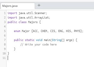 Solved: Instructions Create Class Named Majors Includes En