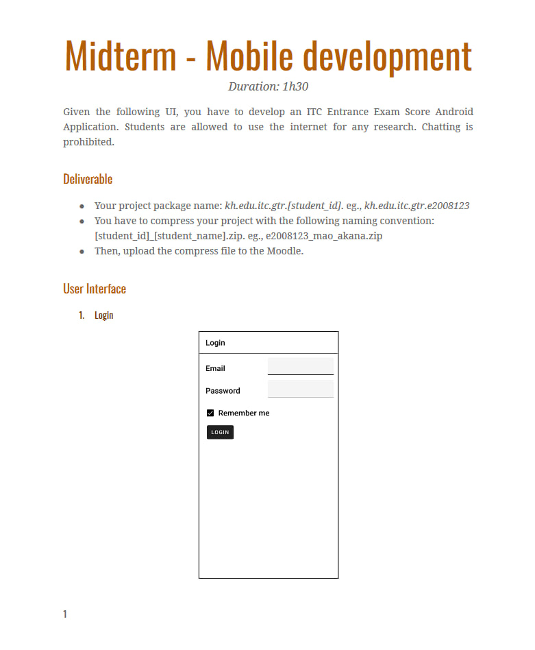 Solved Midterm - ﻿Mobile developmentDuration: 1h30Given the | Chegg.com
