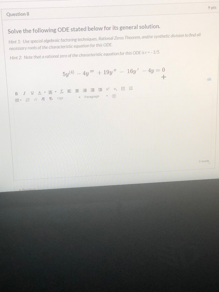 Solved Question 8 Solve the following ODE stated below for | Chegg.com
