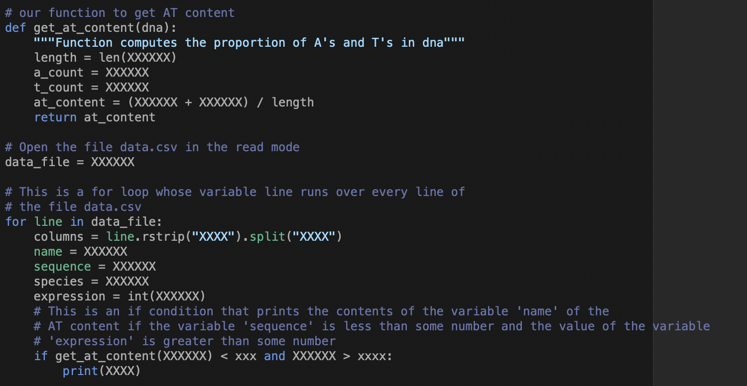 Solved Problem Three: AT Content Print out the gene names | Chegg.com