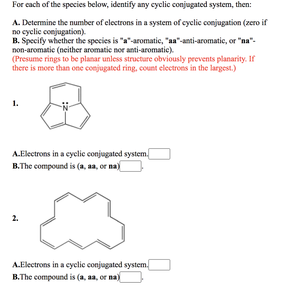 Solved For each of the species below, identify any cyclic | Chegg.com