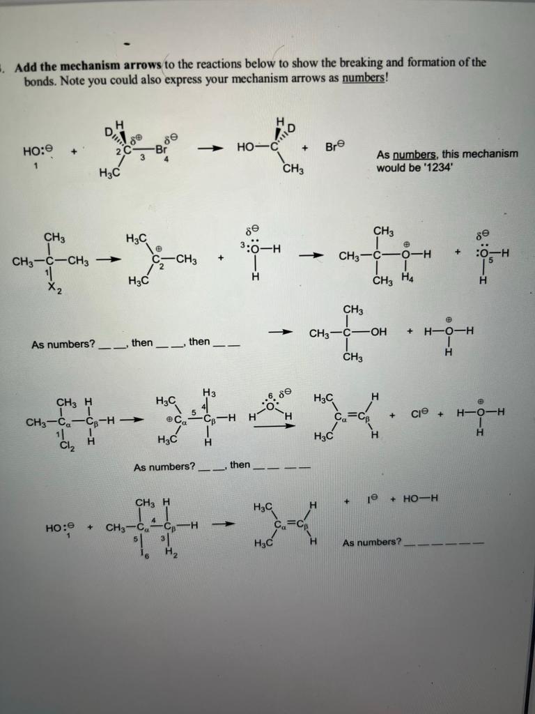 Solved Add the mechanism arrows to the reactions below to | Chegg.com