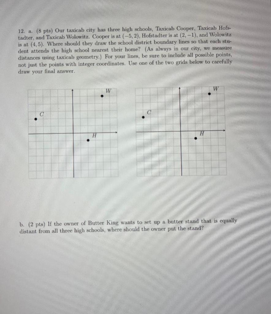 Solved Question 10, 11 and 12 Taxicab geometry help! Please | Chegg.com