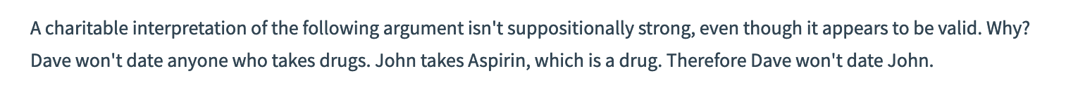 A charitable interpretation of the following argument | Chegg.com