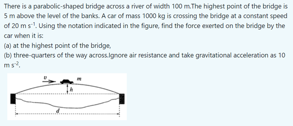 Solved There is a parabolic-shaped bridge across a river of | Chegg.com