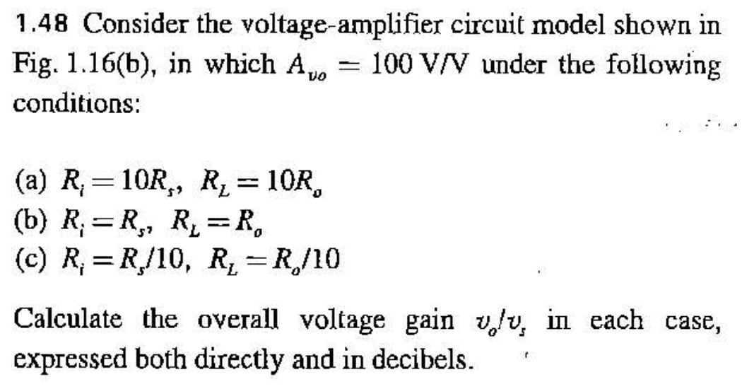 1.48 Consider the voltage-amplifier circuit model | Chegg.com