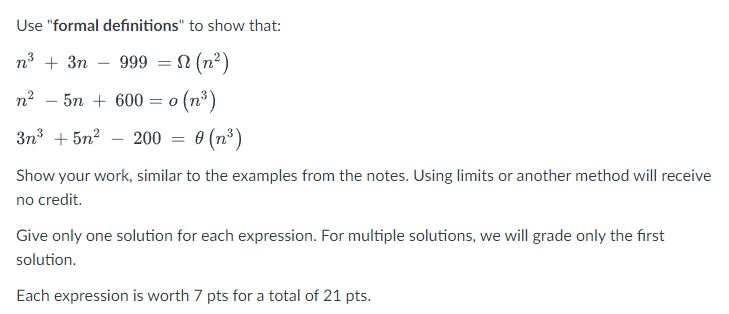 Solved Use "formal definitions" to show that: | Chegg.com