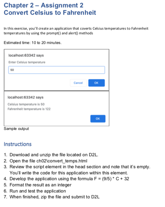 Solved Chapter 2 - Assignment 2 Convert Celsius to | Chegg.com