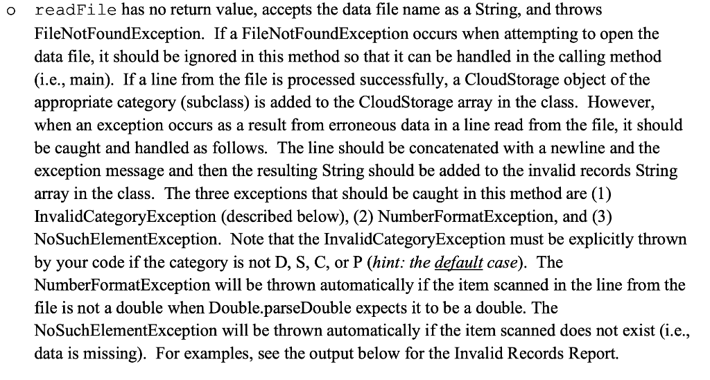 Solved Need some help restructuring my Java readFile method | Chegg.com