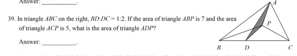 Solved In ﻿triangle ABC on ﻿the right, BD:DC=1:2. If ﻿the | Chegg.com