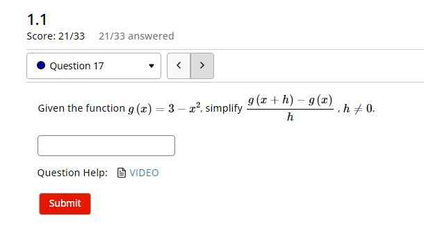 Solved Given the function g(x)=3−x2, simplify | Chegg.com