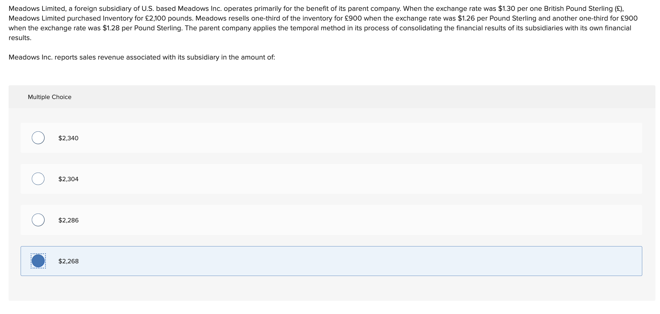Solved results. Meadows Inc. reports sales revenue | Chegg.com