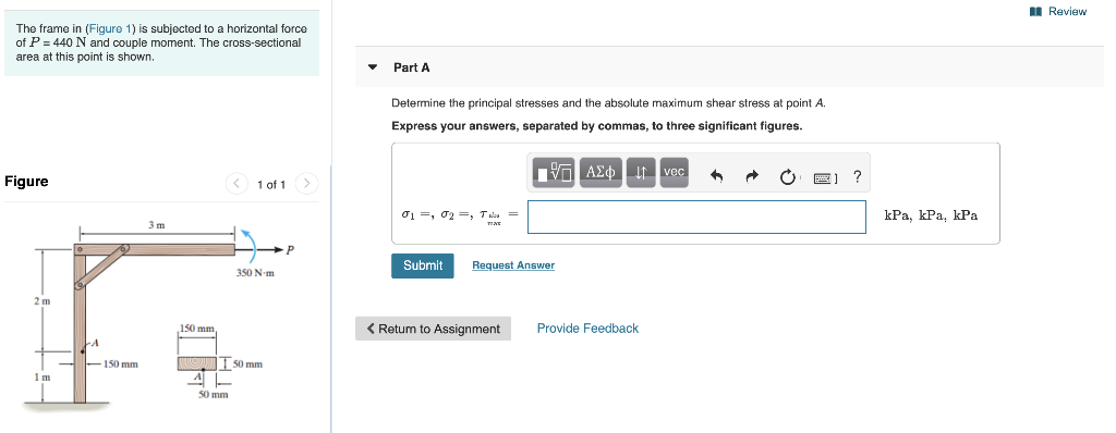 Solved The frame in (Figure 1) is subjected to a horizontal | Chegg.com