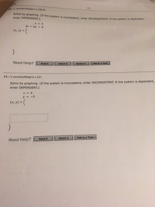 Solved Solve by graphing. (If the system is inconsistent, | Chegg.com