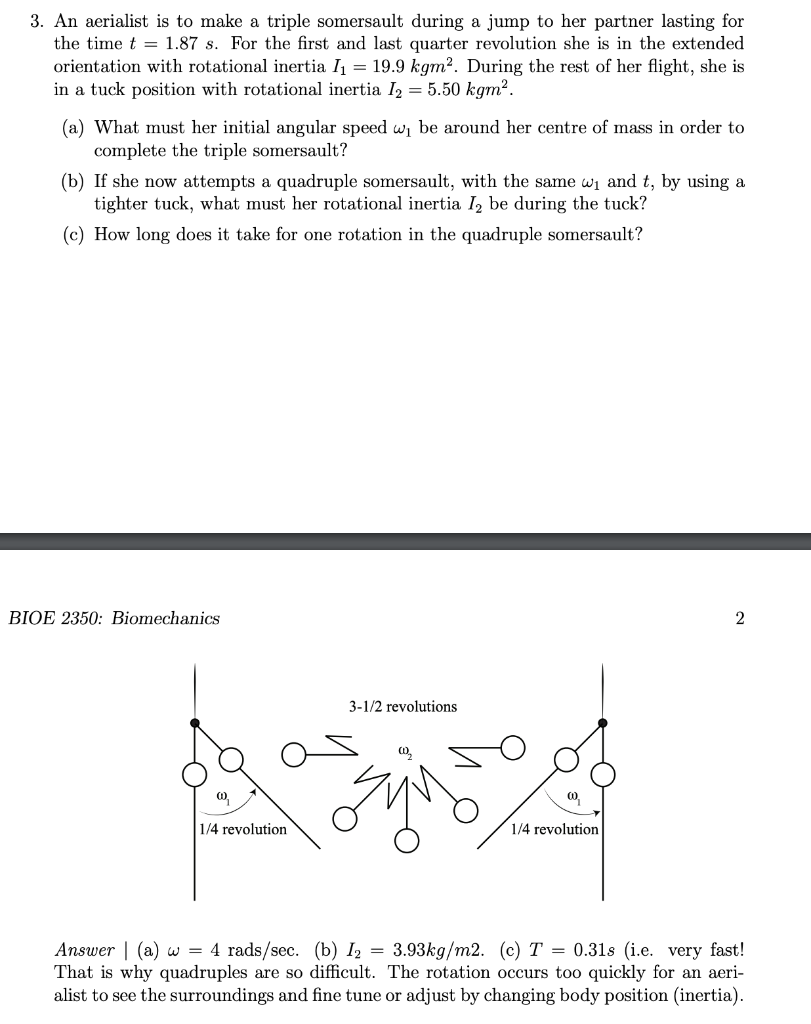 Solved 3. An aerialist is to make a triple somersault during | Chegg.com