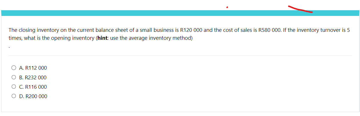 Solved The closing inventory on the current balance sheet of | Chegg.com