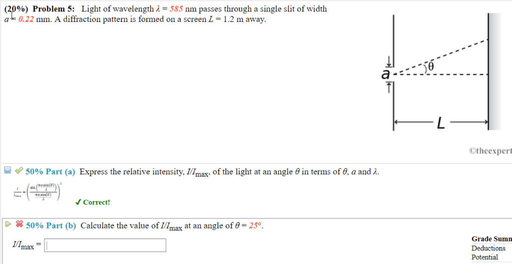 Solved (20%) Problem 5: Light of wavelength A = 585 nm | Chegg.com